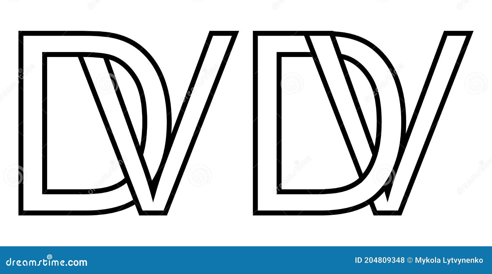 Logo Vd and Dv Icon Sign Two Interlaced Letters V D, Vector Logo Vd Dv ...