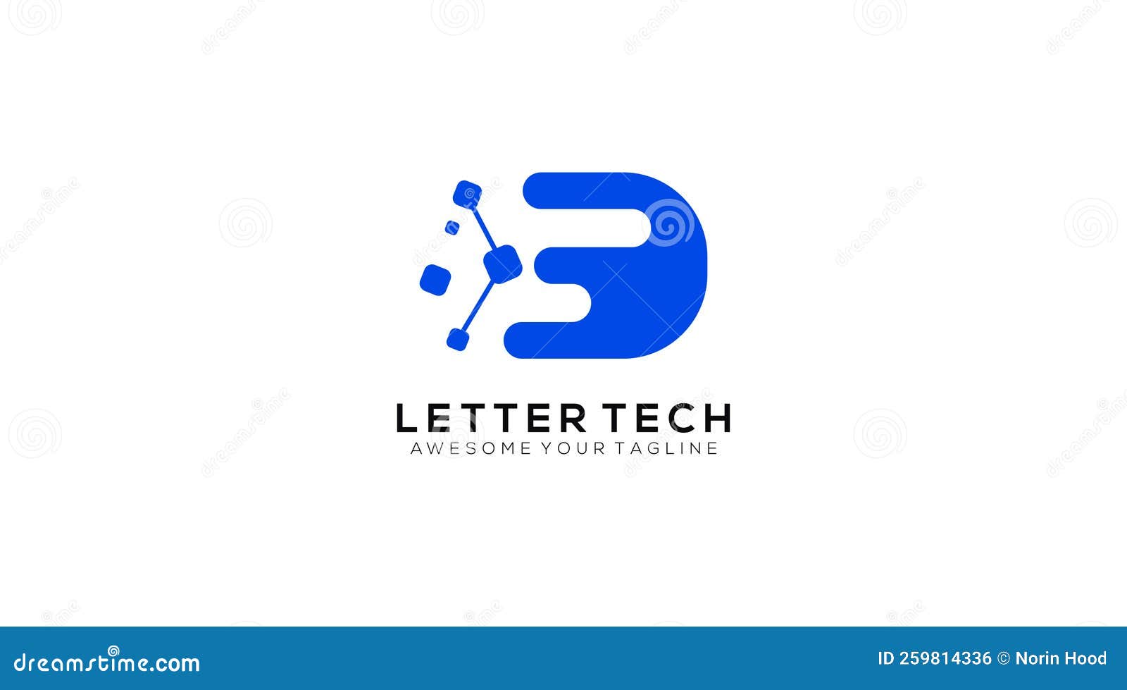Initial Letter D Digital Logo Design Template Stock Illustration ...