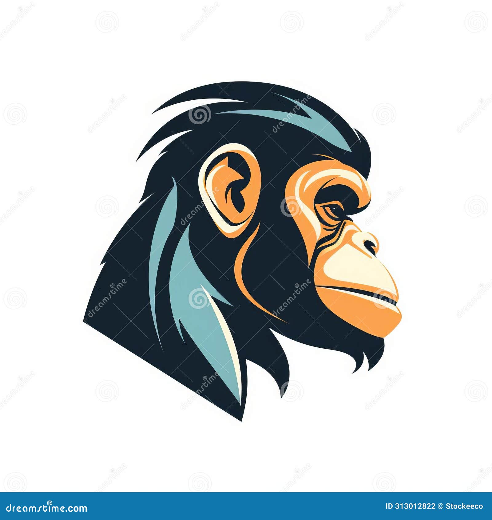 Minimalistic Chimp Head Logo Design with Decorative Painting Style ...