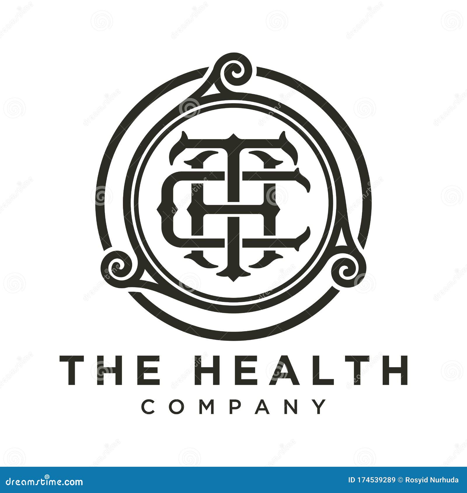 Logo Vector Monogram Letter THC Stock Vector - Illustration of flourish ...