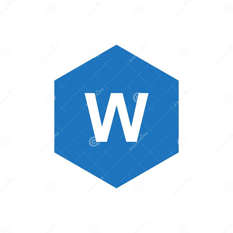 Logo W with a Blue Hexagon Background Stock Vector - Illustration of ...