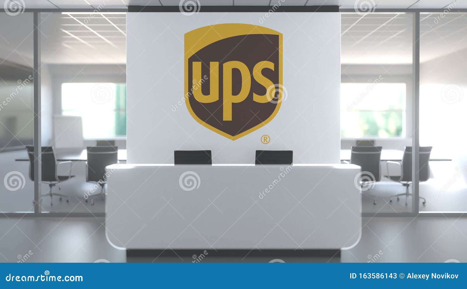UPS Logo Above Reception Desk in the Modern Office, Editorial ...