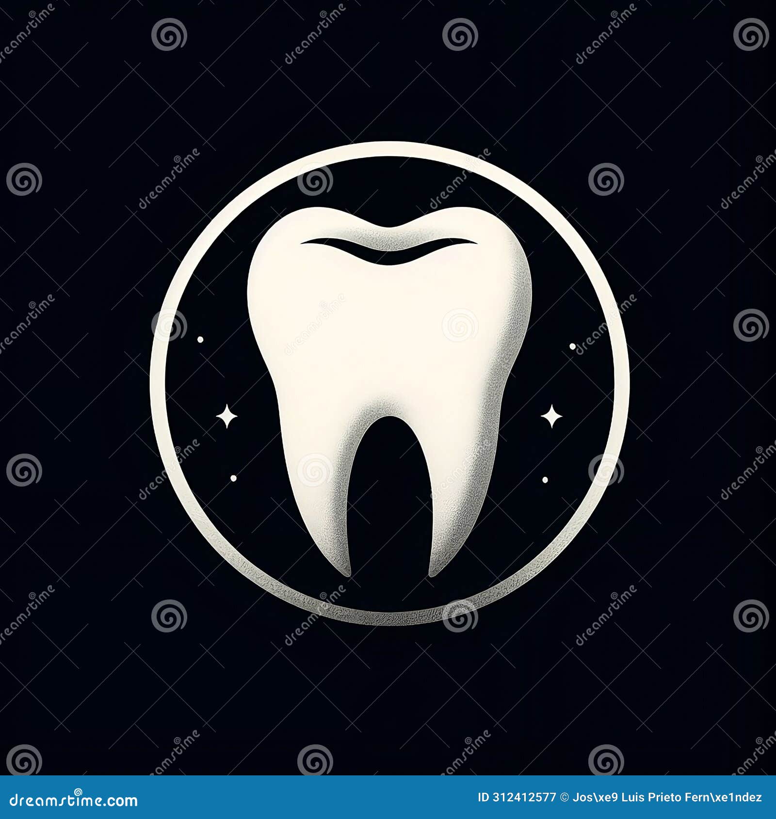 Logo of a White Tooth on a Black Background Stock Illustration ...