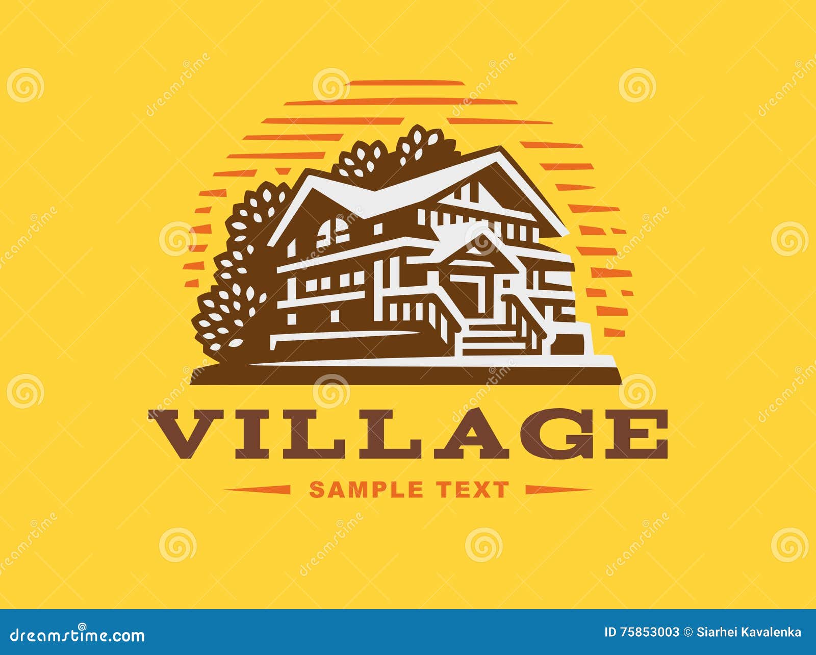 Logo Wooden House on Yellow Background Stock Vector - Illustration of ...