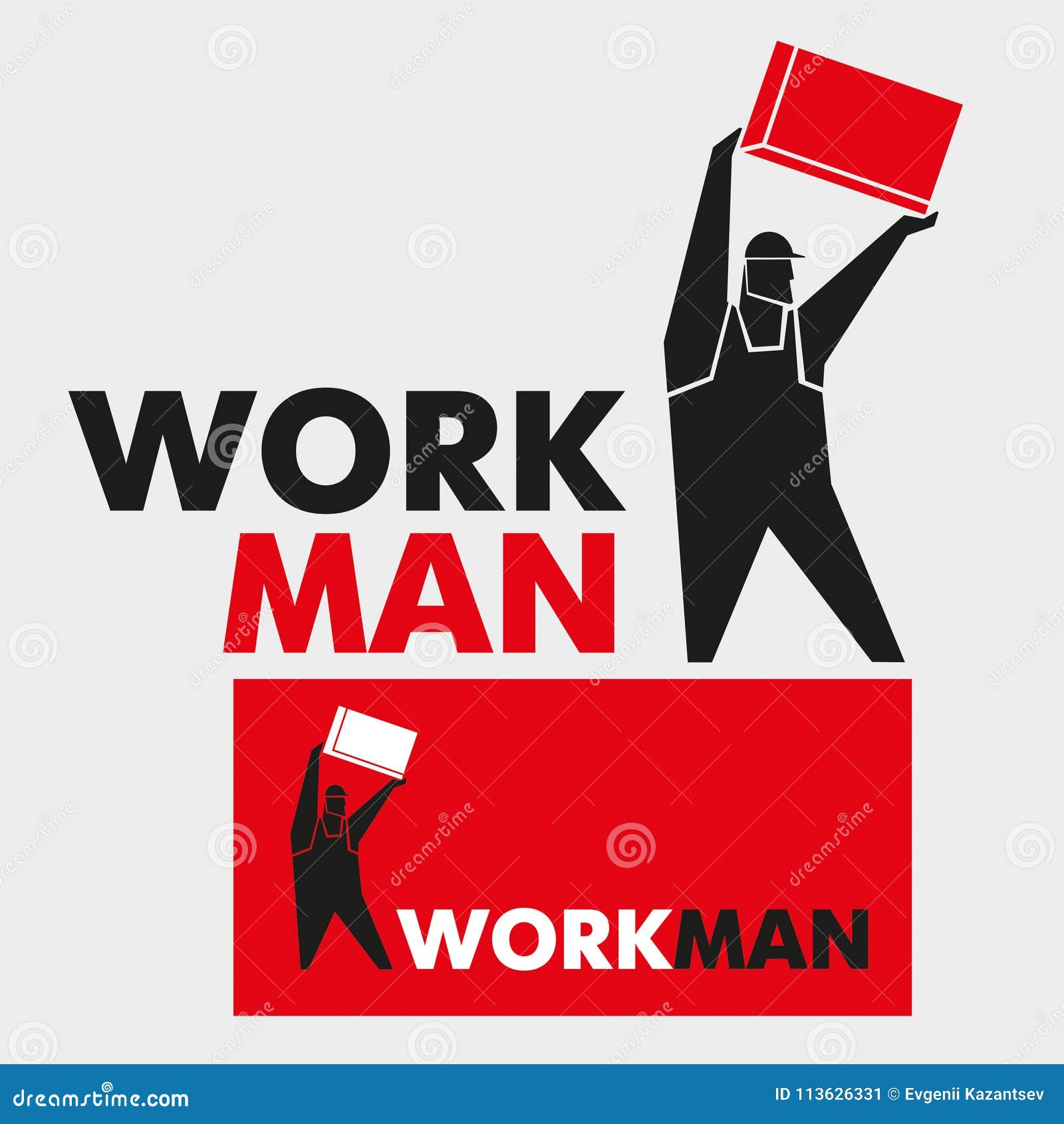 Logo Working Man Holding a Box. Vector Graphics Stock Vector ...