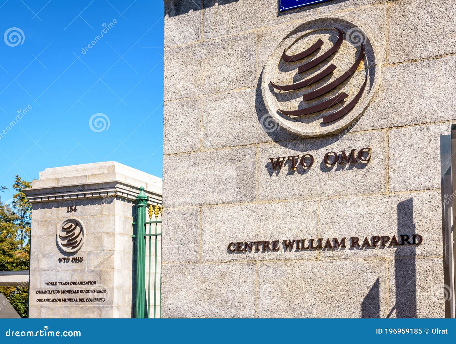 Logo of the World Trade Organization WTO at the Entrance of Its ... Logo of the World Trade Organization WTO at the Entrance of Its ...