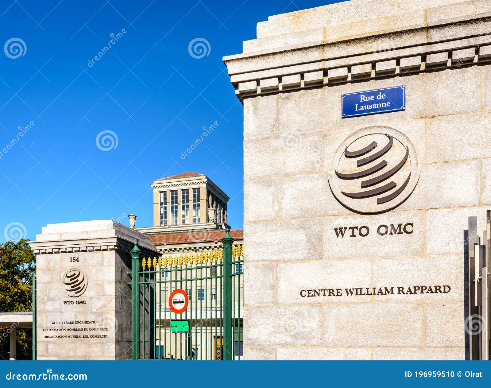 Logo Of The World Trade Organization WTO At The Entrance Of Its ... Logo Of The World Trade Organization WTO At The Entrance Of Its ...