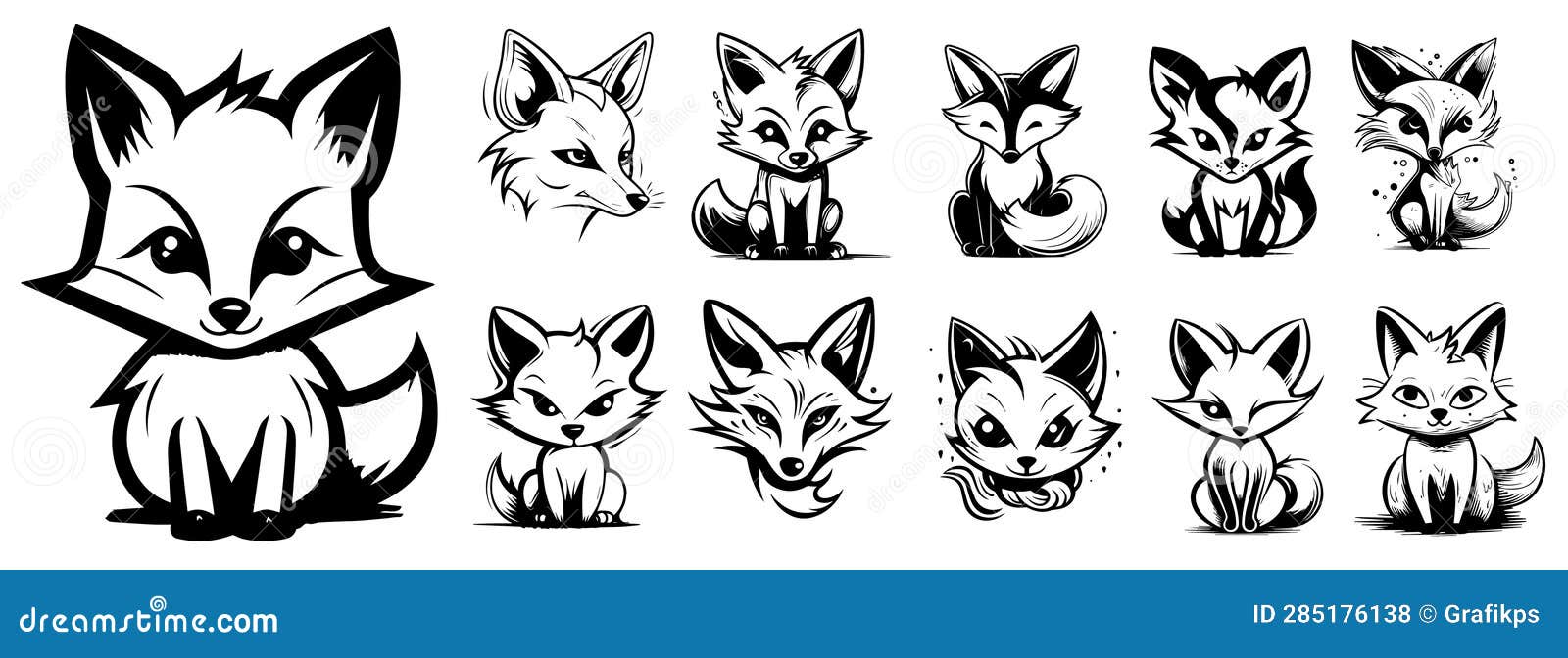 Fox, Vector Illustration on a White Background. Silhouette Shape for ...