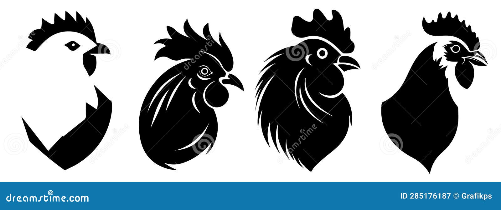 Rooster and Chicken, Vector Illustration on a White Background ...