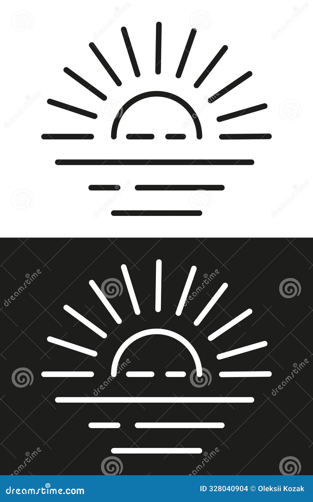 A Half Sun Is Setting Downwards Icon Vector Sunset Concept For Graphic ...