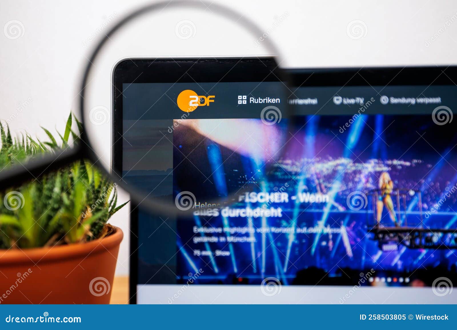 Logo of ZDF on a Laptop Desktop Under a Magnifying Glass Editorial ...