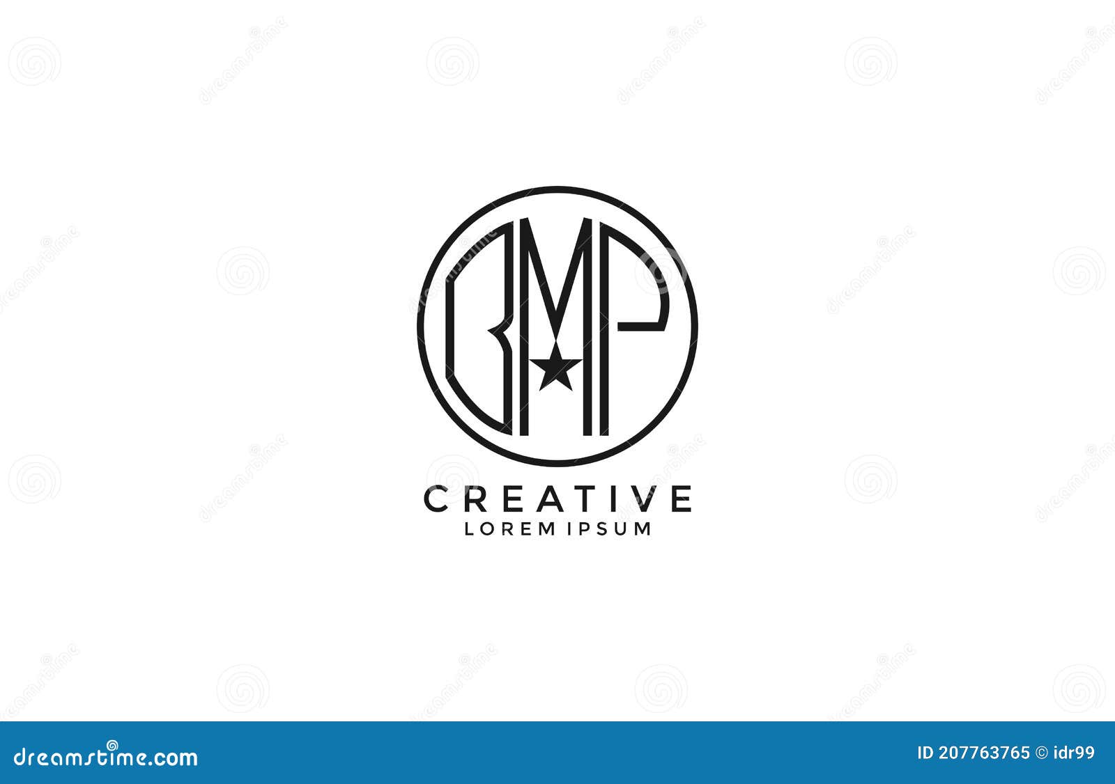 Logogram Letter BMP Star Rounded Stock Illustration - Illustration of ...