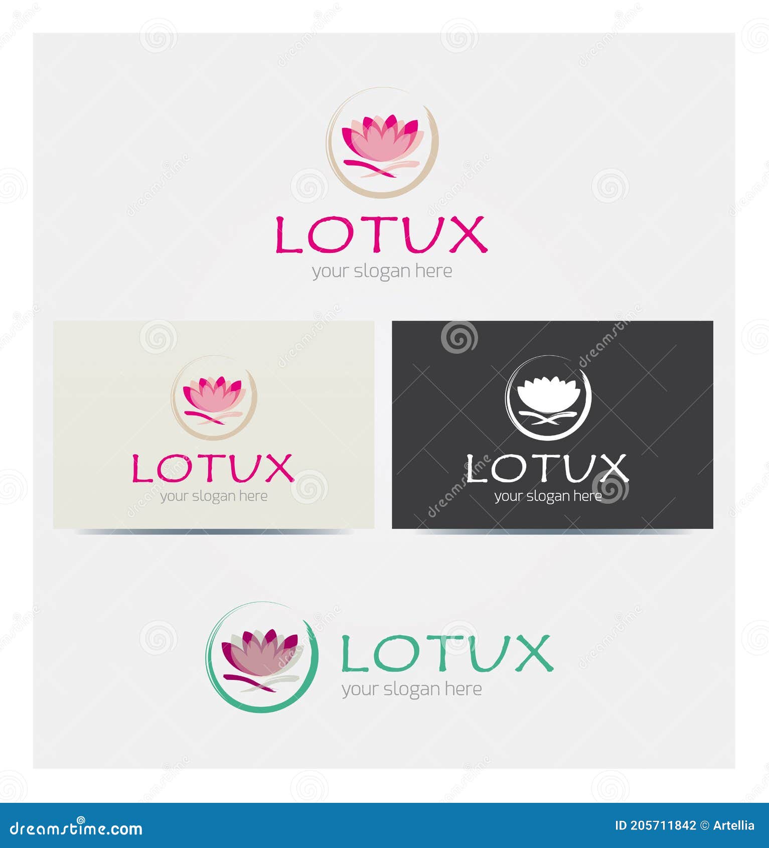 Lotus Flower Icon, Logo for Corporate Business, Card Mock Up in Several ...
