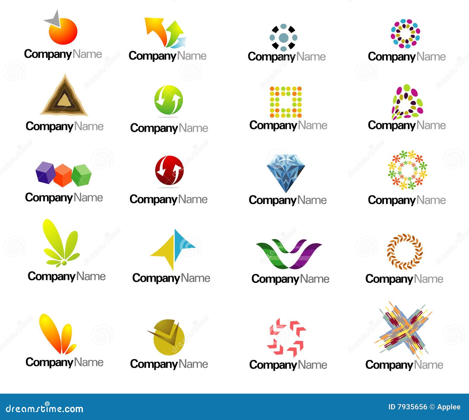 Company logo set stock illustration. Illustration of illustrated - 7935656