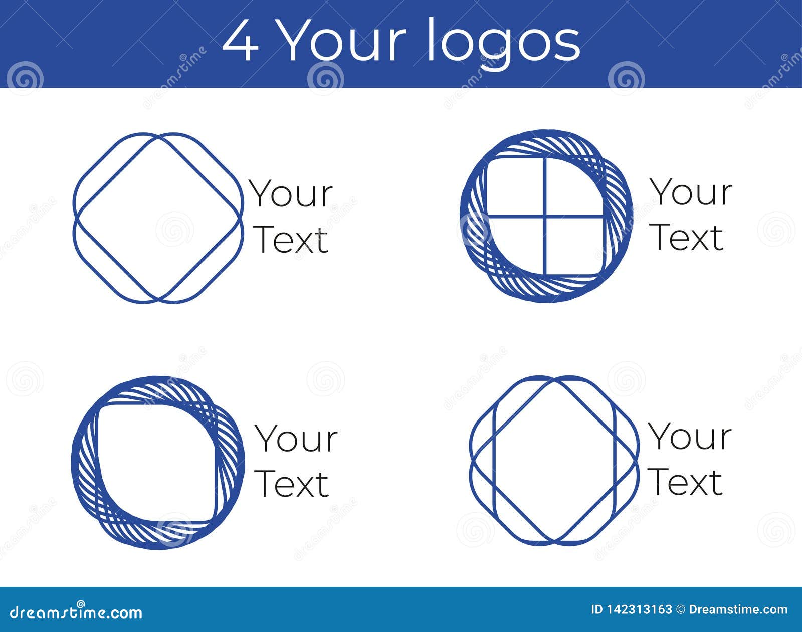 Four logos in blue colors. stock vector. Illustration of geometric ...