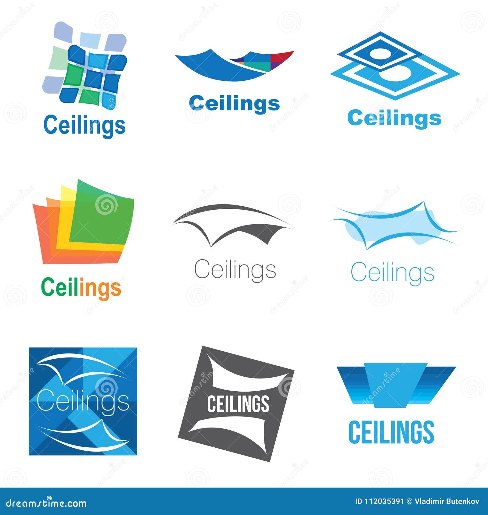 Logos of ceilings, floors stock vector. Illustration of interior ...