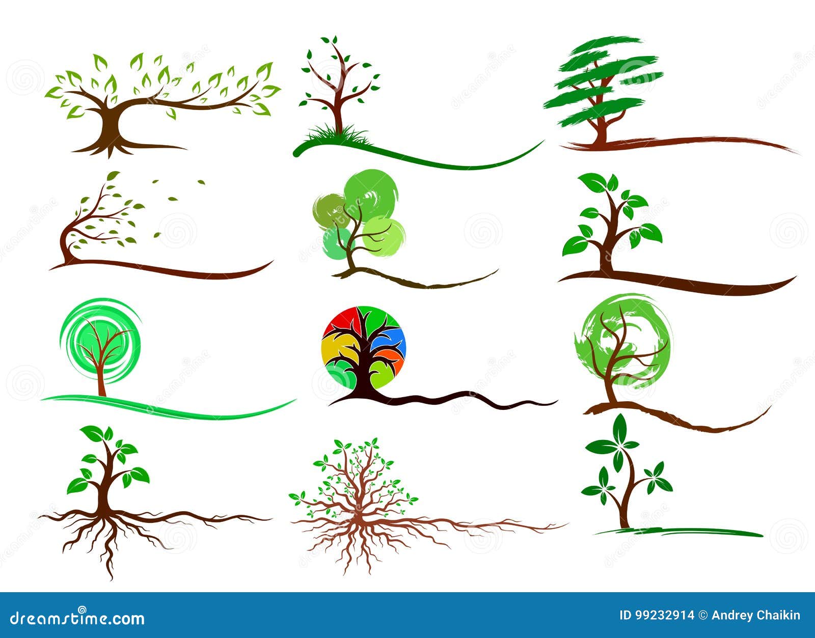 Logos degli alberi illustrazione vettoriale. Illustrazione di filiali ...