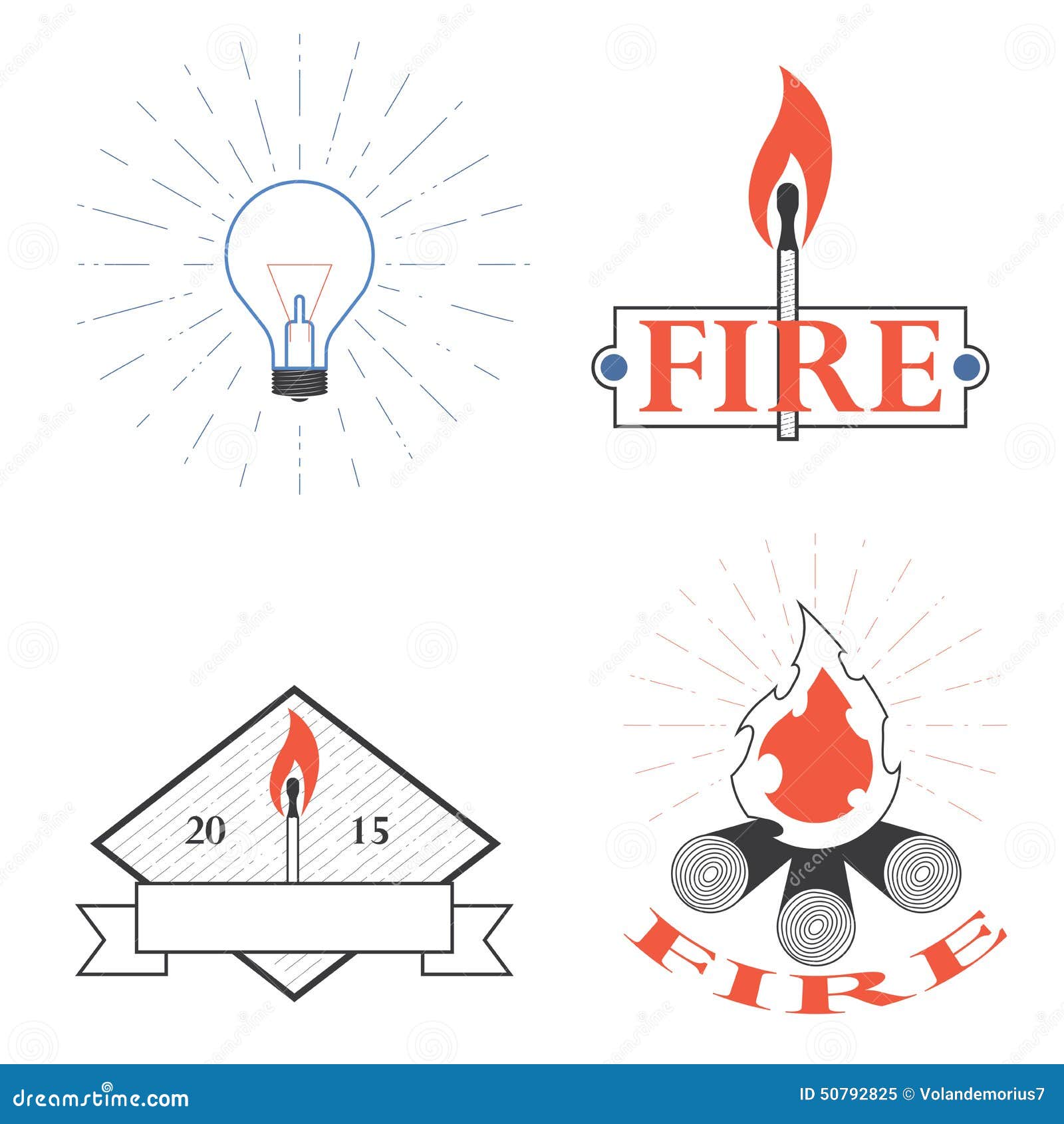 Logos Depicting Fire And Light Cartoon Vector | CartoonDealer.com #50792825