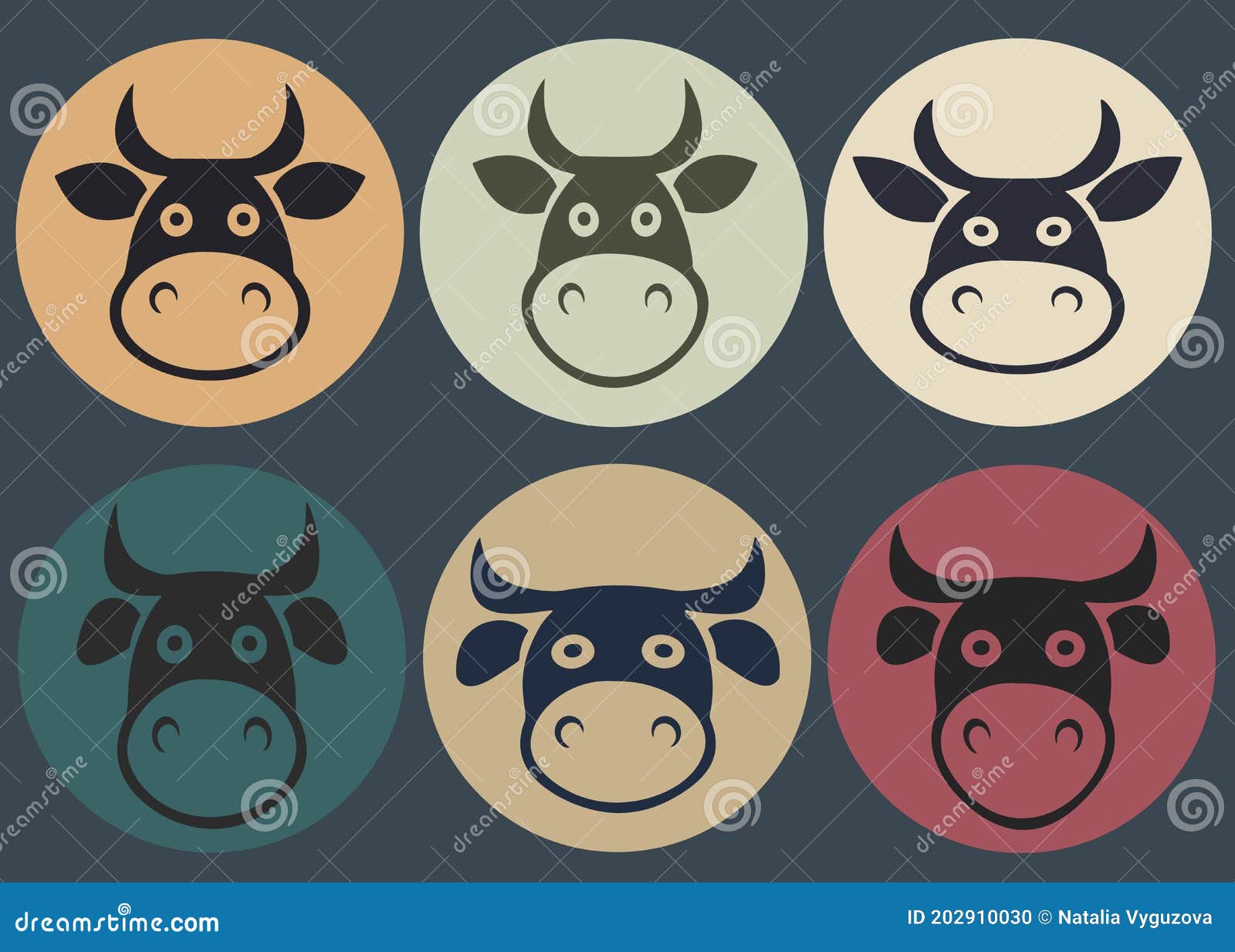 Logos of Funny Cows in the Set Stock Vector - Illustration of vector ...
