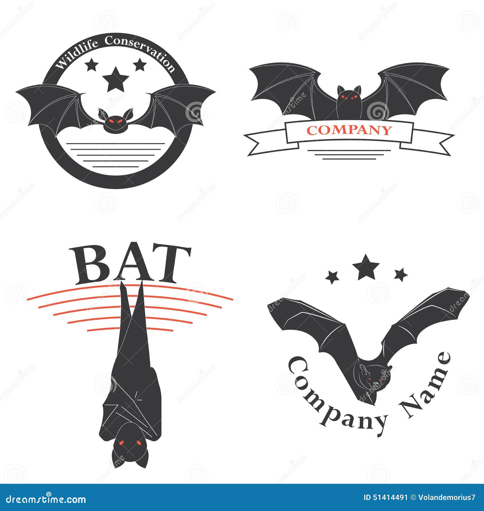 Logos with the Image of a Bat Stock Vector - Illustration of cartoons ...