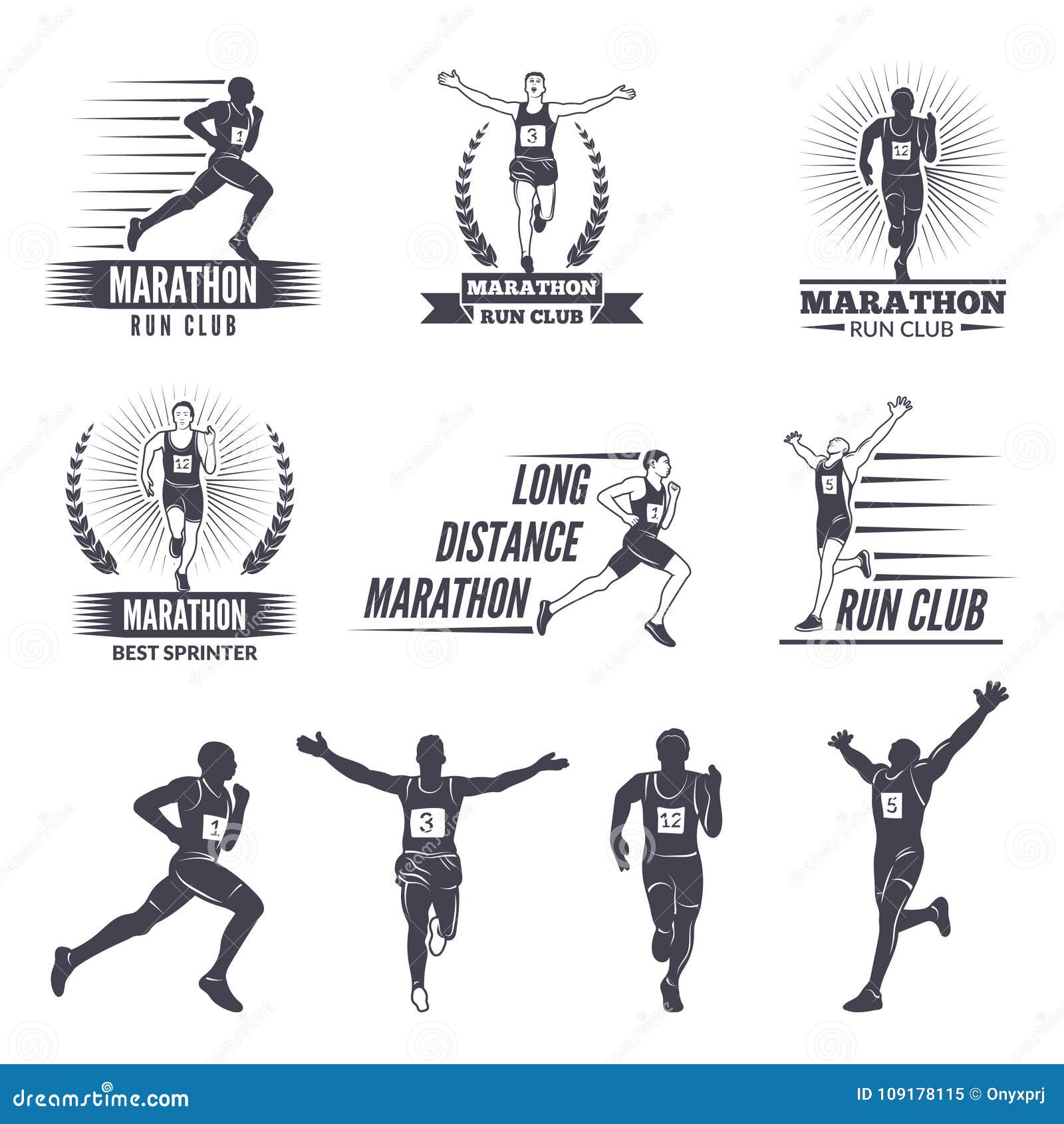 Logos or Labels for Runners. Marathon Graphics Stock Vector ...