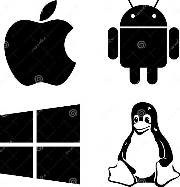 Logos Windows Linux Android Apple Photo stock éditorial - Illustration ...