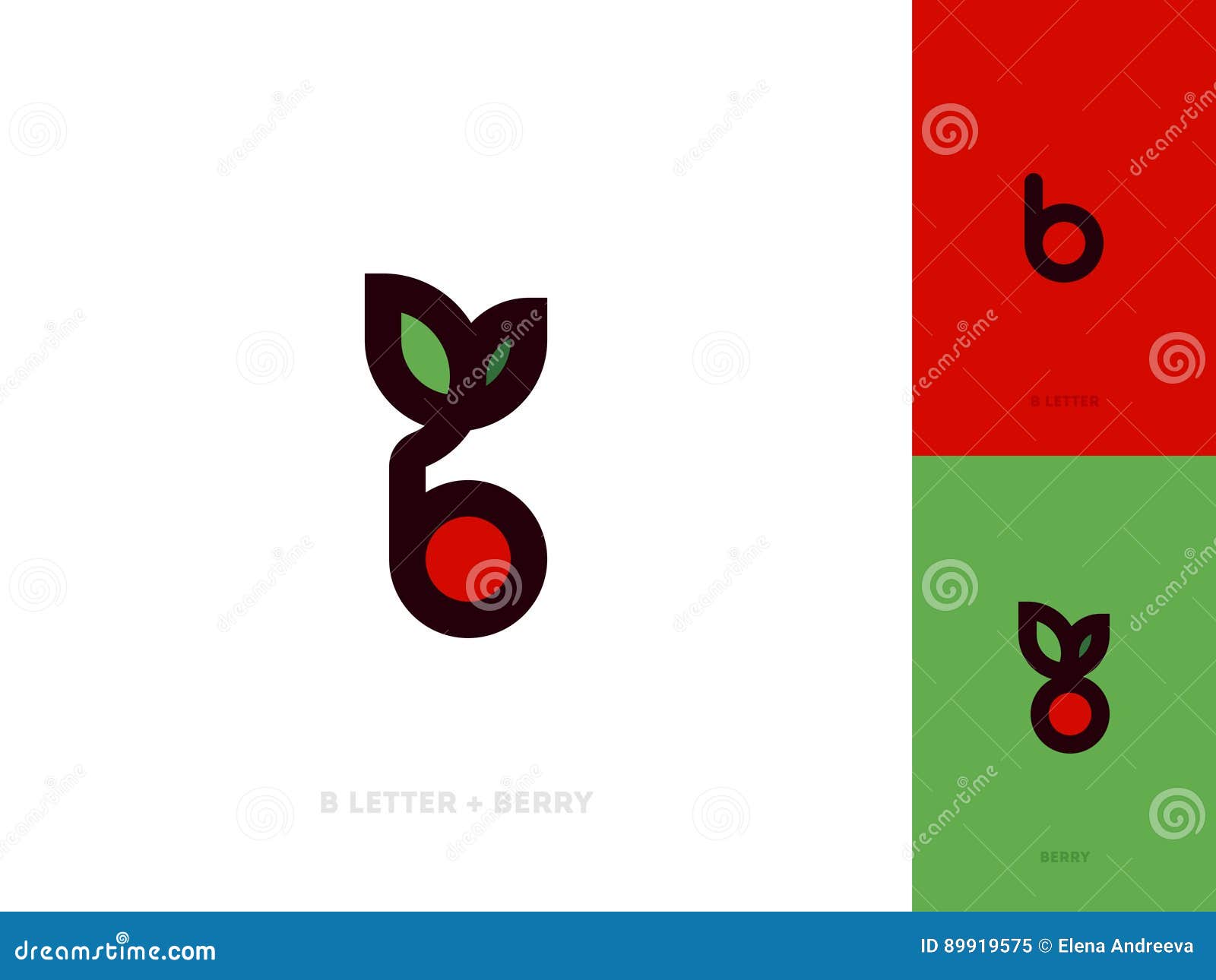 Logoschablone Oder Ikone Der Roten Beere Mit Blatt Und Buchstaben B ...