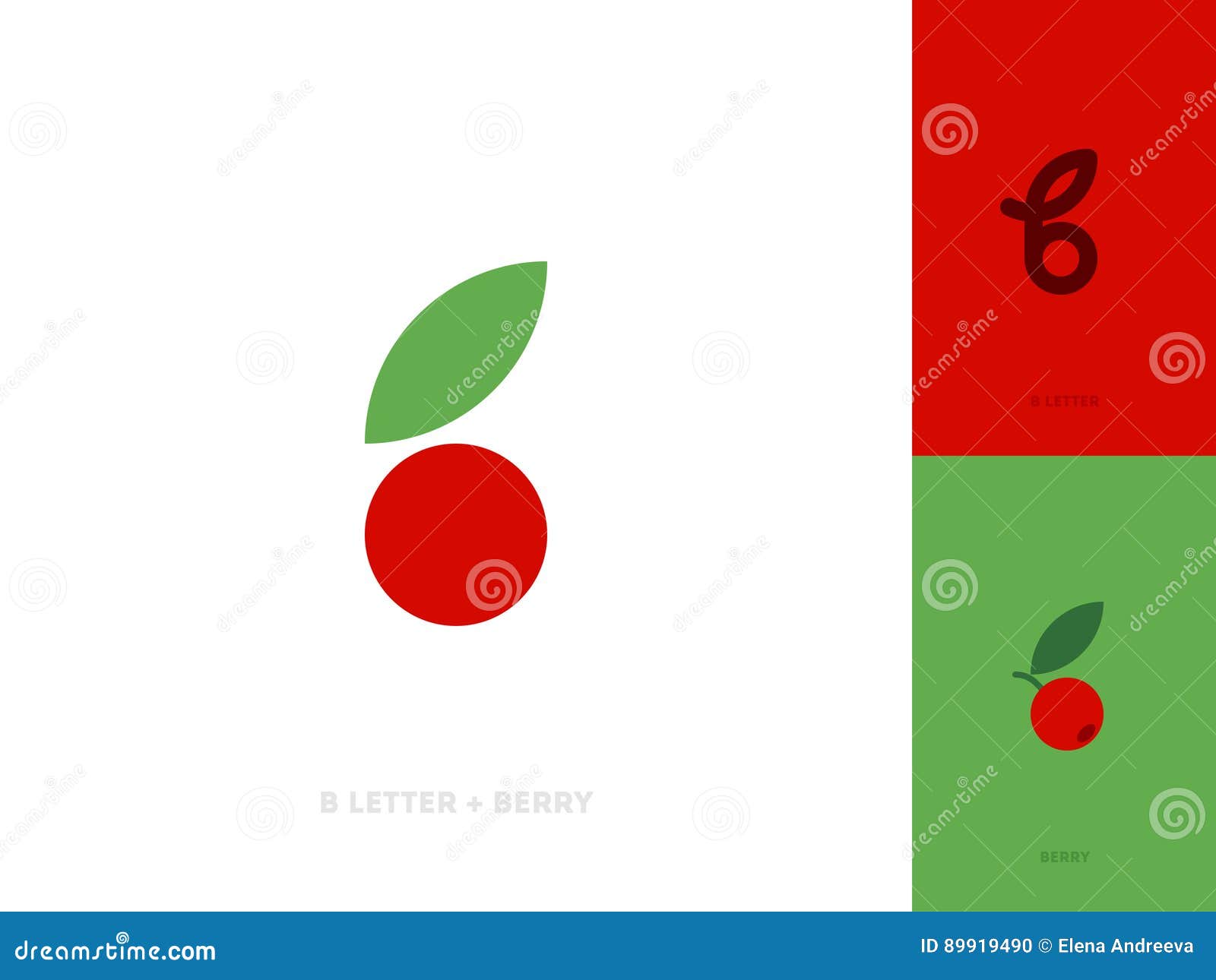 Logoschablone Oder Ikone Von Buchstaben B Und Von Roter Beere Mit Blatt ...