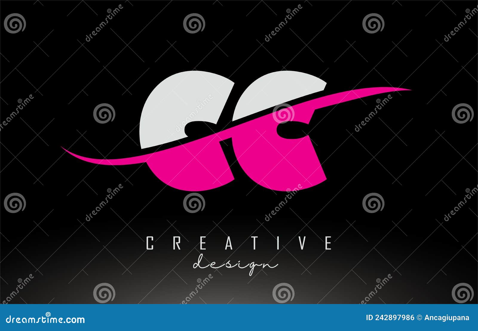 Logotipo Branco E Cor-de-rosa Cc C C Com Tosse Ilustração do Vetor ...