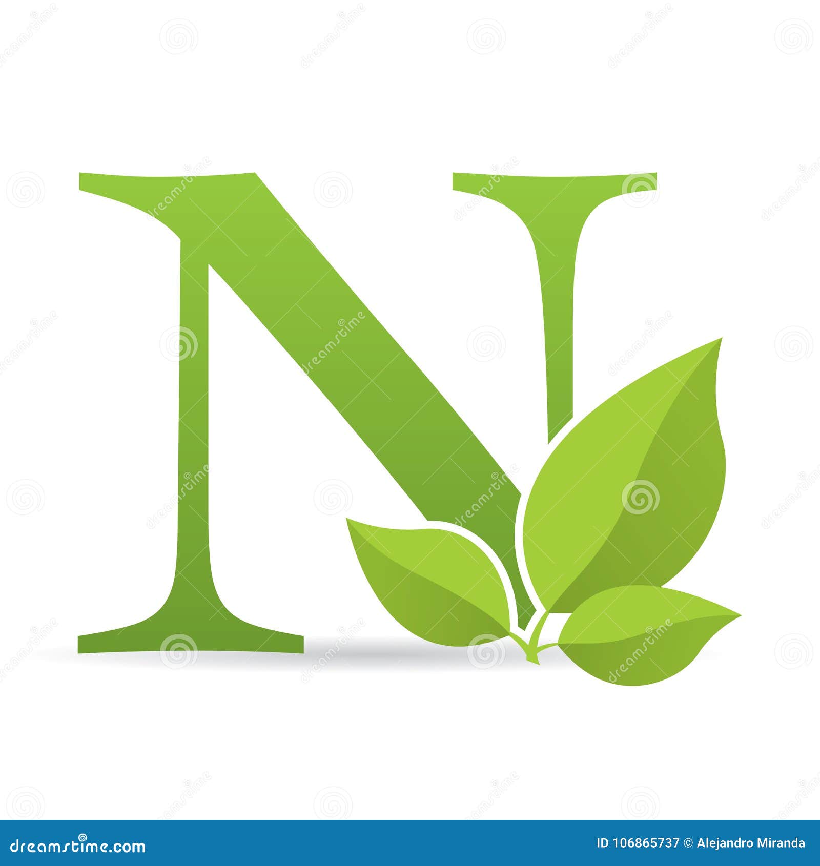 Logotipo Com a Letra N Da Cor Verde Decorada Com Verde Ilustração do ...