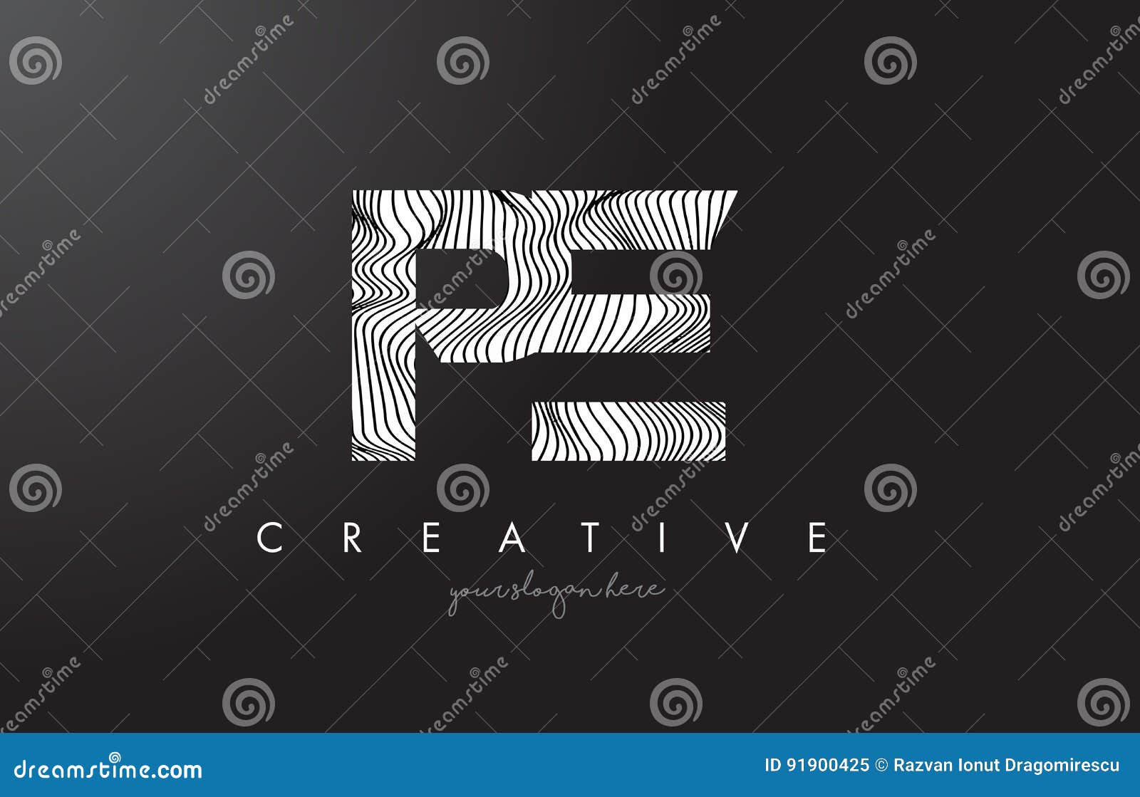 Logotipo Da Letra Do PE P E Com Linhas Vetor Da Zebra Do Projeto Da ...