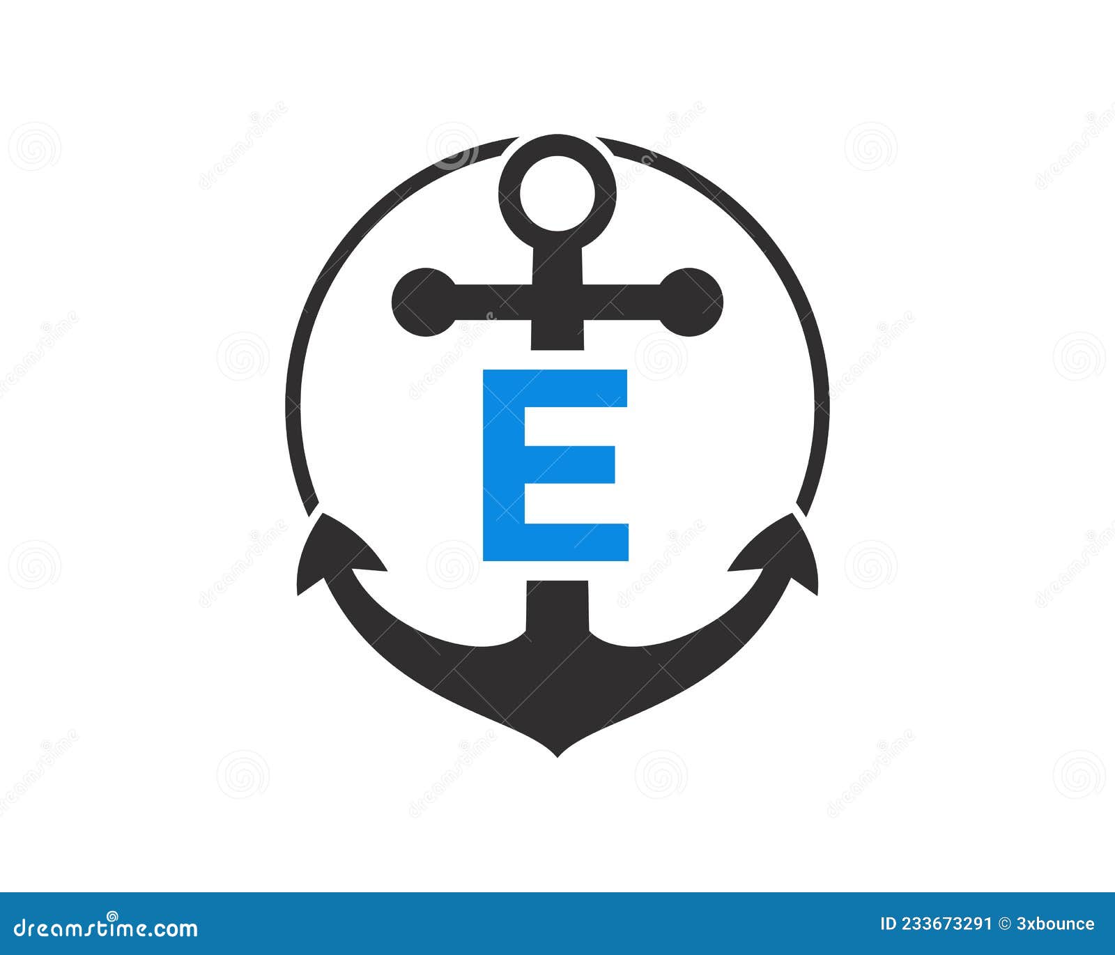 Logotipo De Anclaje Con Letra E. Letra E Inicial Con Ancla. Logotipo De ...