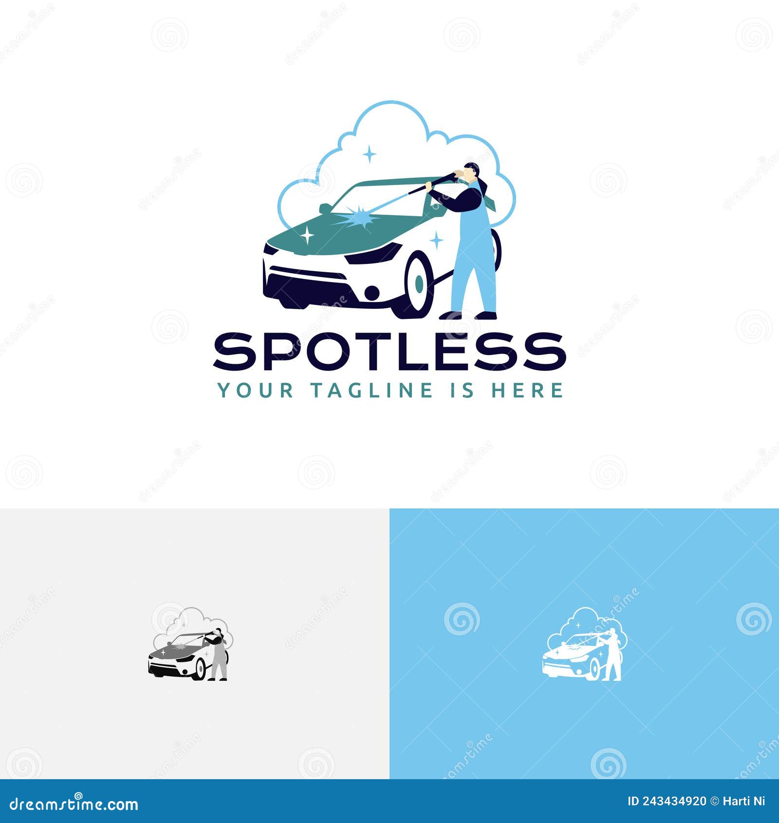 Logotipo De Autoservicio Impecable De Lavado De Coches Ilustración del ...