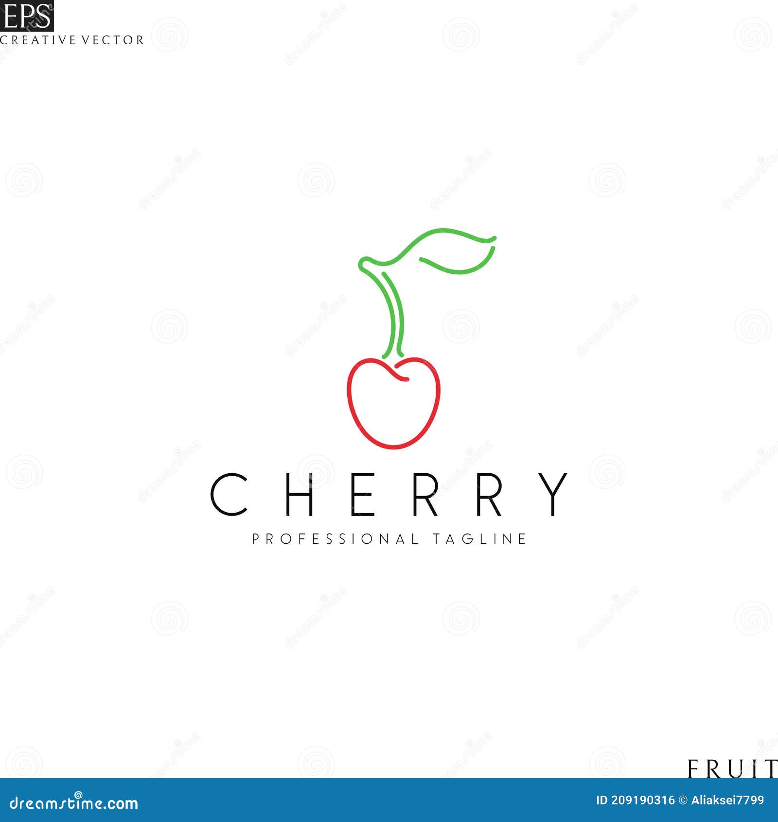 Logotipo De Cereza. Estilo De Esquema Ilustración del Vector ...