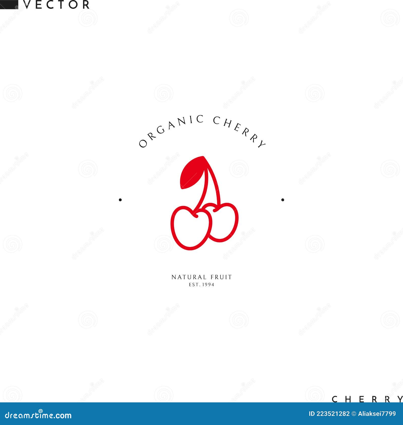 Logotipo De Cereza. Estilo De Esquema Ilustración del Vector ...