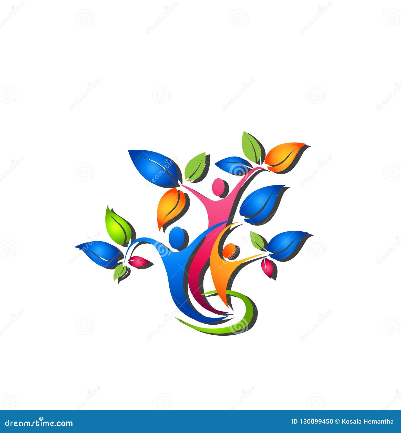 Logotipo De La Sombra Del árbol De Familia Vector Ilustrador Stock De Ilustración