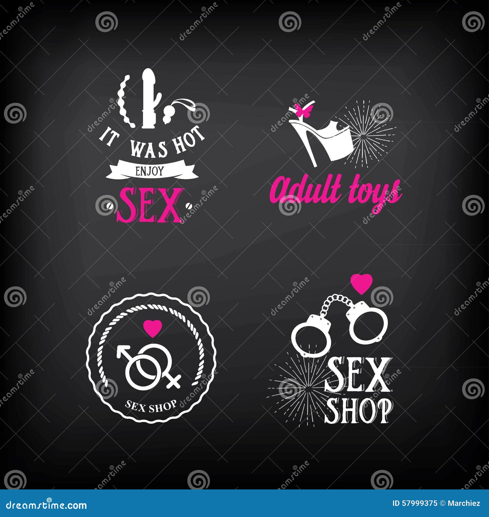 Logotipo De La Tienda Del Sexo Y Diseño De La Insignia Vector Con El