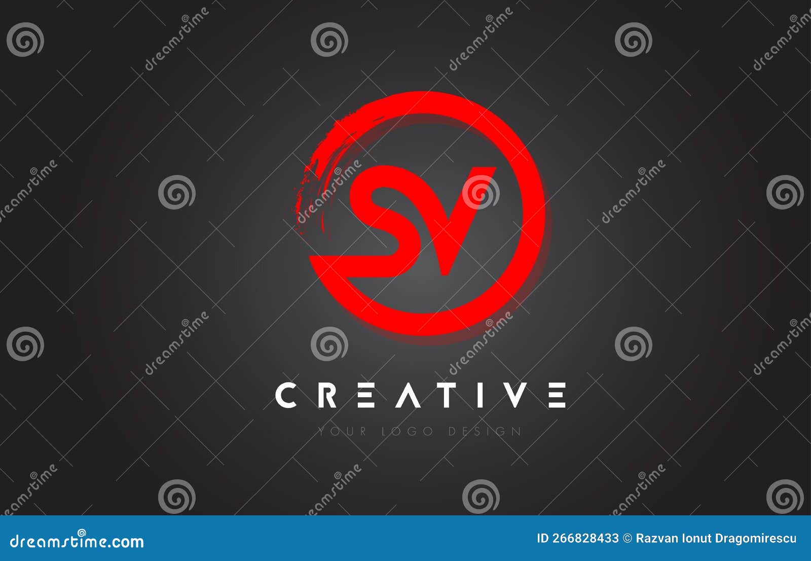 Logotipo De Letra Circular V Vermelho Com Desenho De Pincel Circular E ... Logotipo De Letra Circular V Vermelho Com Desenho De Pincel Circular E ...