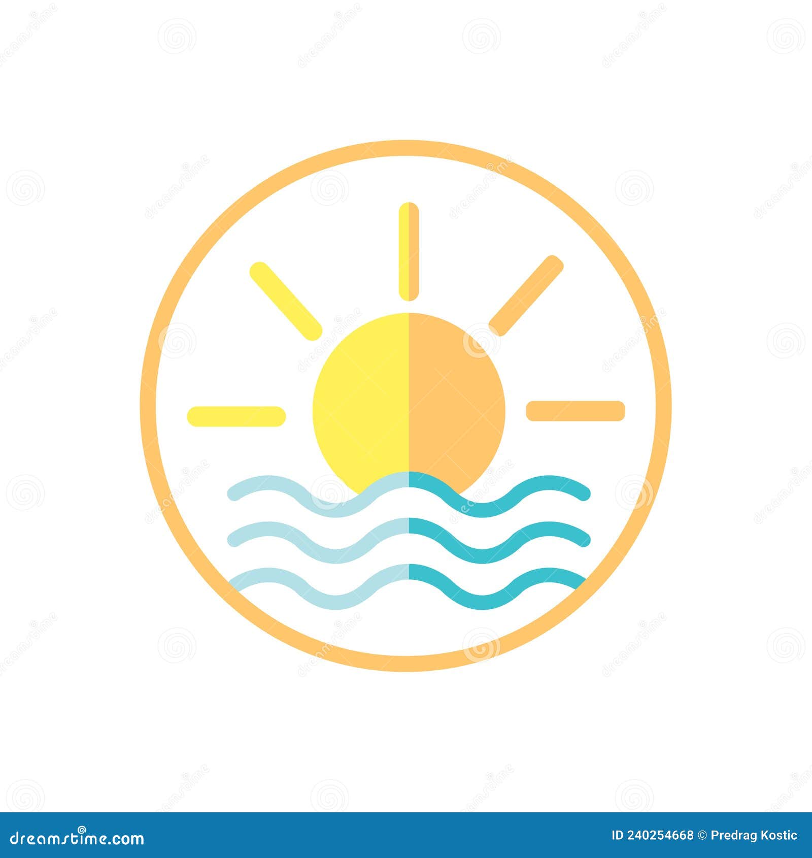 Logotipo de mar y sol stock de ilustración. Ilustración de amarillo ...