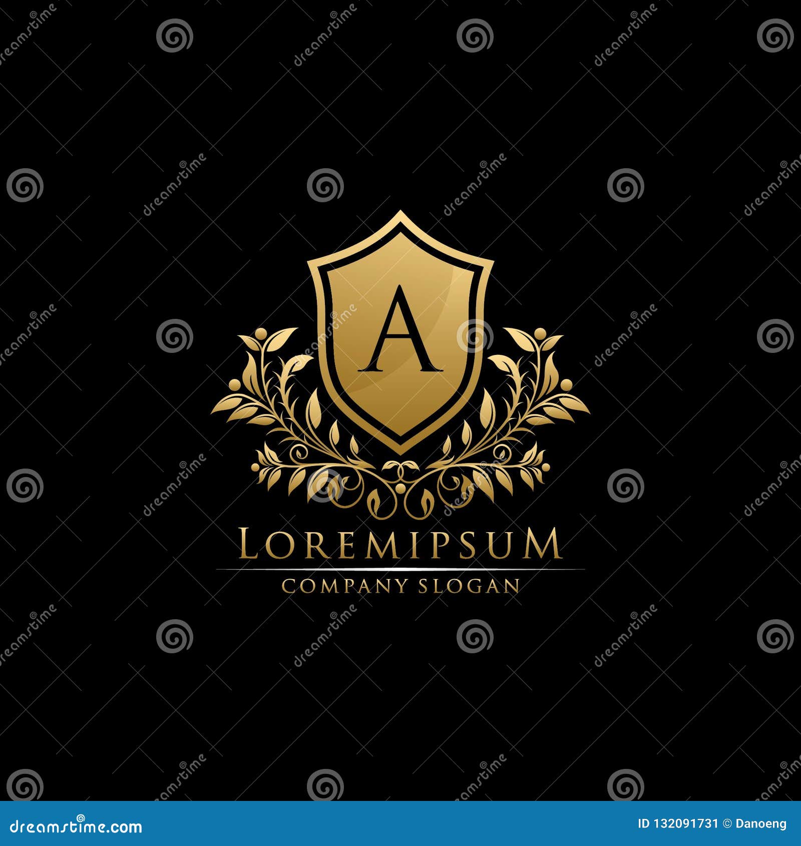 Logotipo De Oro De La Letra Del Escudo a Stock de ilustración ...