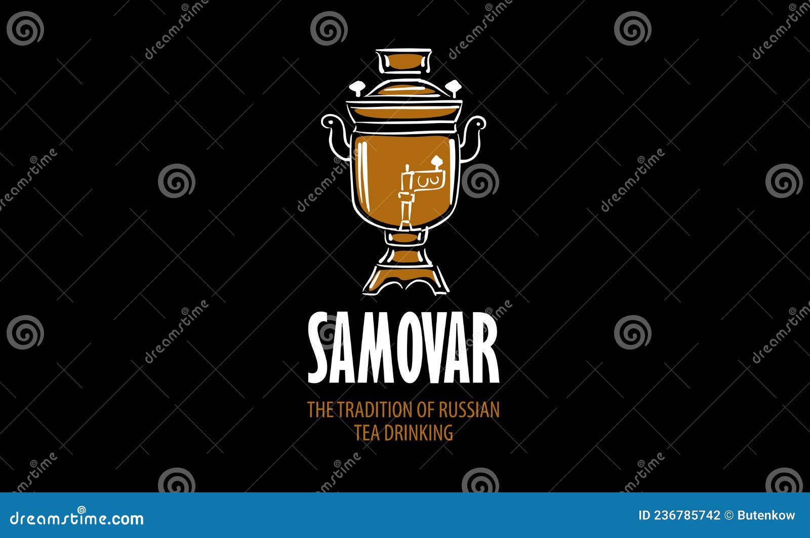 Logotipo De Vector Dibujado Samovar Sobre Fondo Negro Ilustración del ...