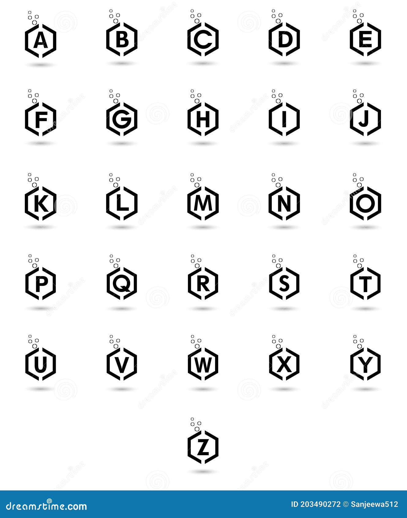 Logotipo De a a Z Con Color Negro Hexagonal Ilustración del Vector ...