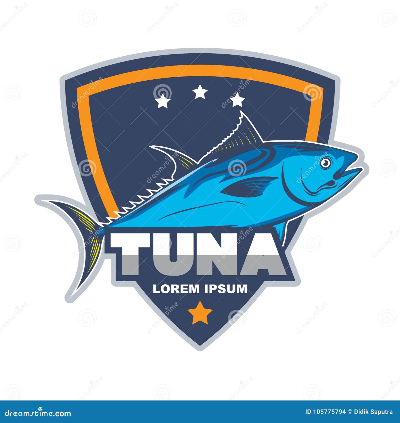 Logotipo del atún ilustración del vector. Ilustración de fondo - 105775794