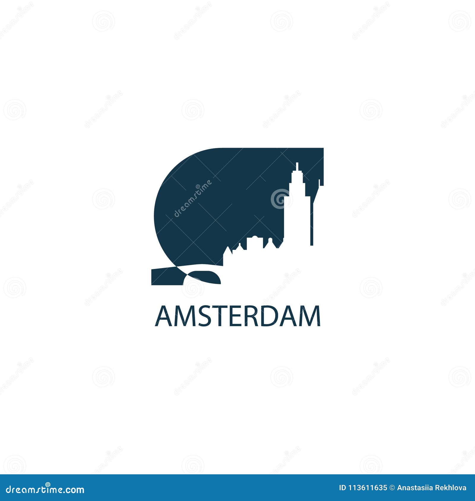 Logotipo Del Panorama De La Ciudad De Amsterdam Ilustración del Vector ...