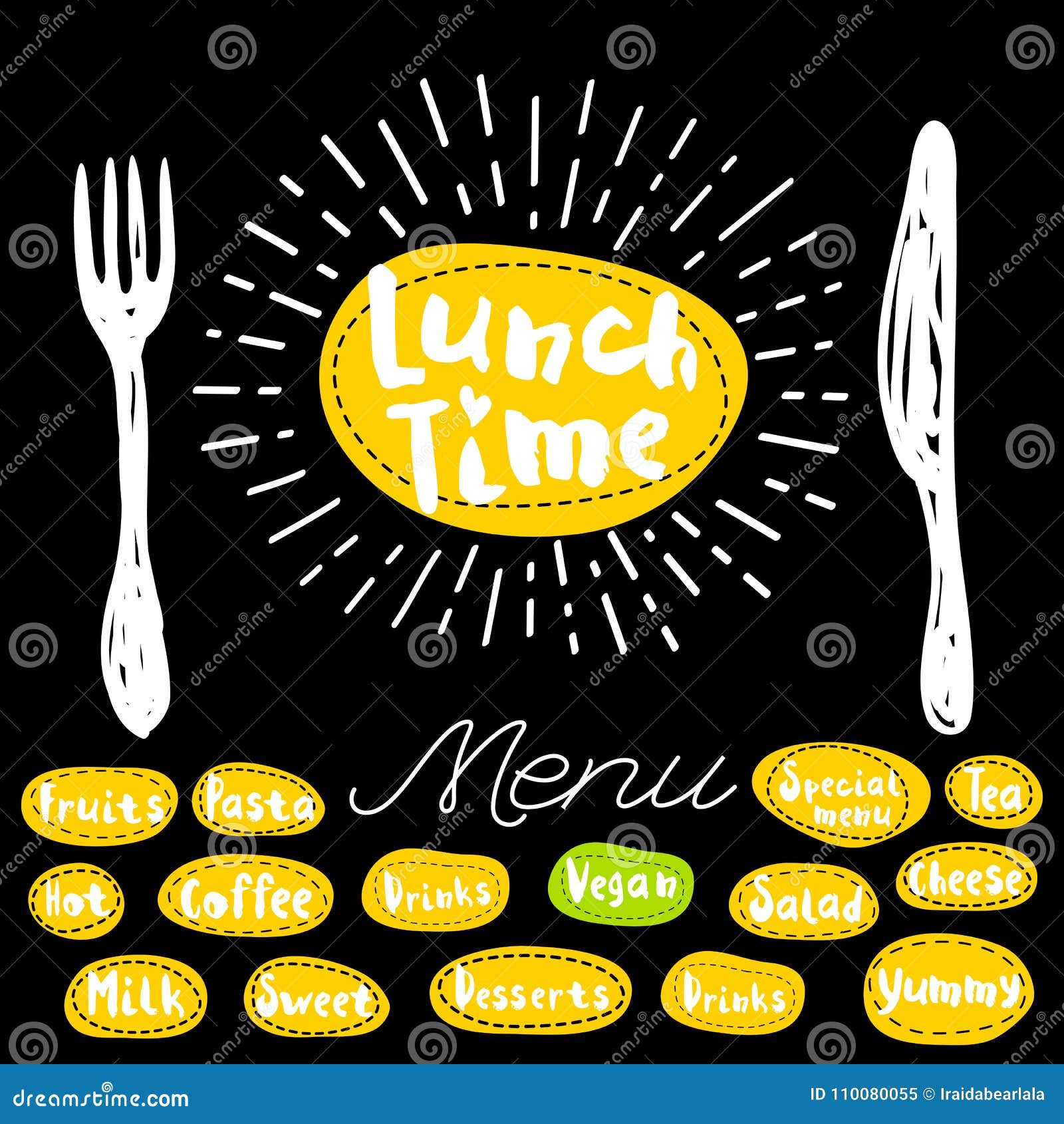 Logotipo Del Tiempo Del Almuerzo Stock de ilustración - Ilustración de ...