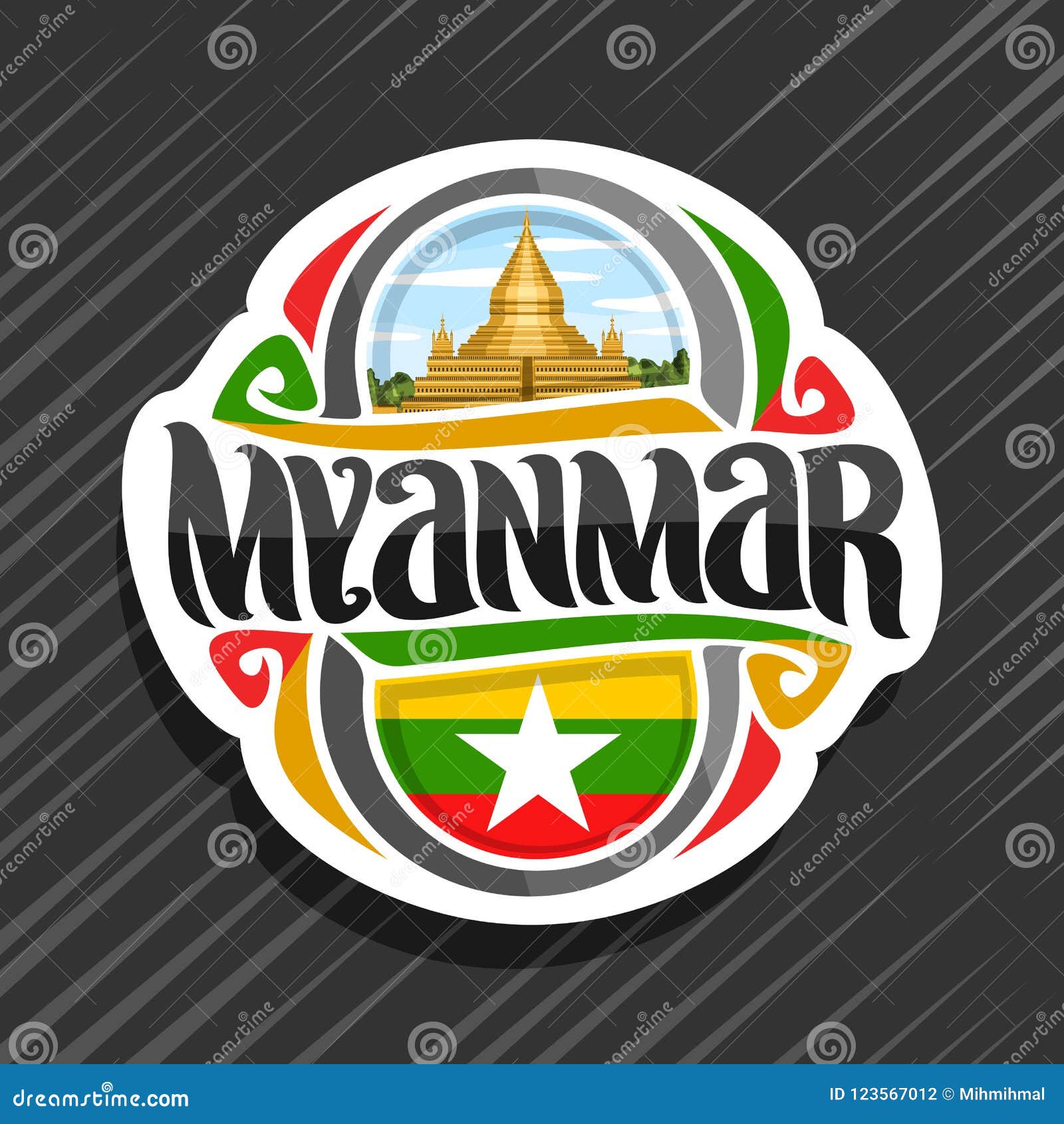 Logotipo Do Vetor Para Myanmar Ilustração do Vetor - Ilustração de ...