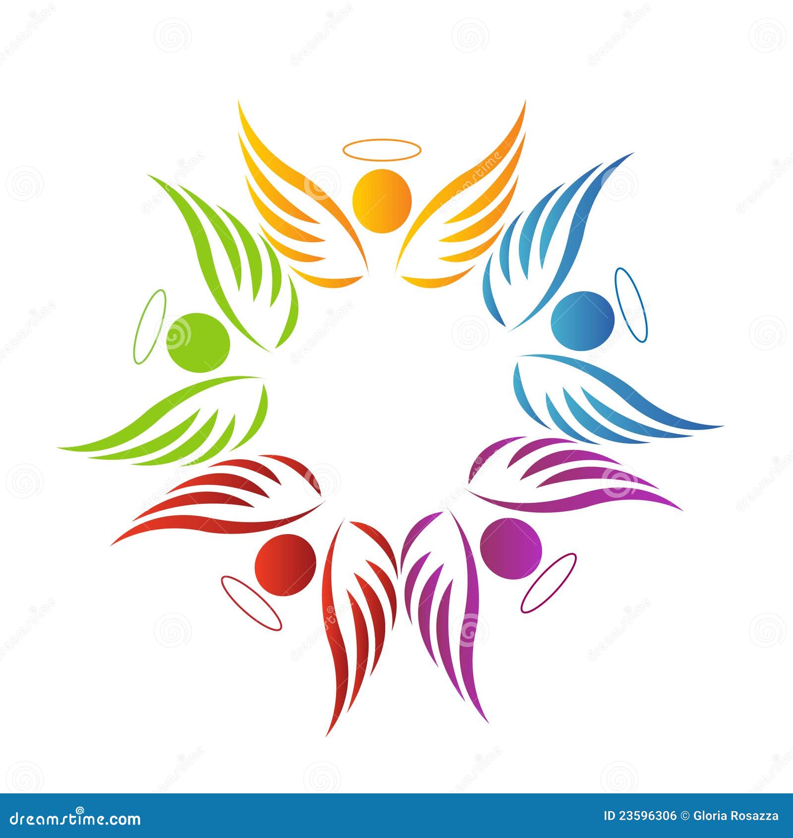 Logotipo Dos Anjos Dos Trabalhos De Equipa Ilustração do Vetor ...