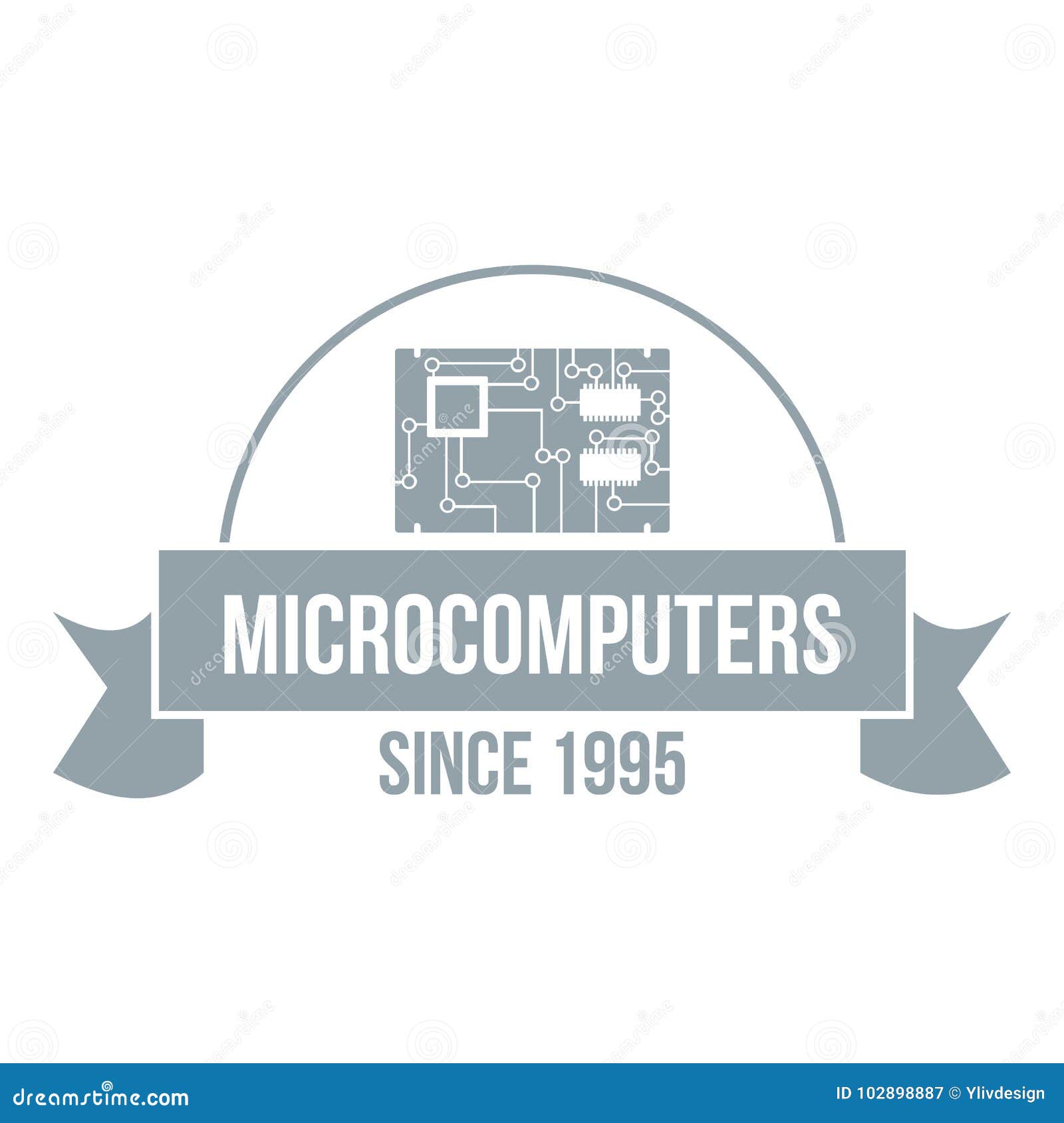 Logotipo Dos Microcomputadores, Estilo Cinzento Simples Ilustração do ...