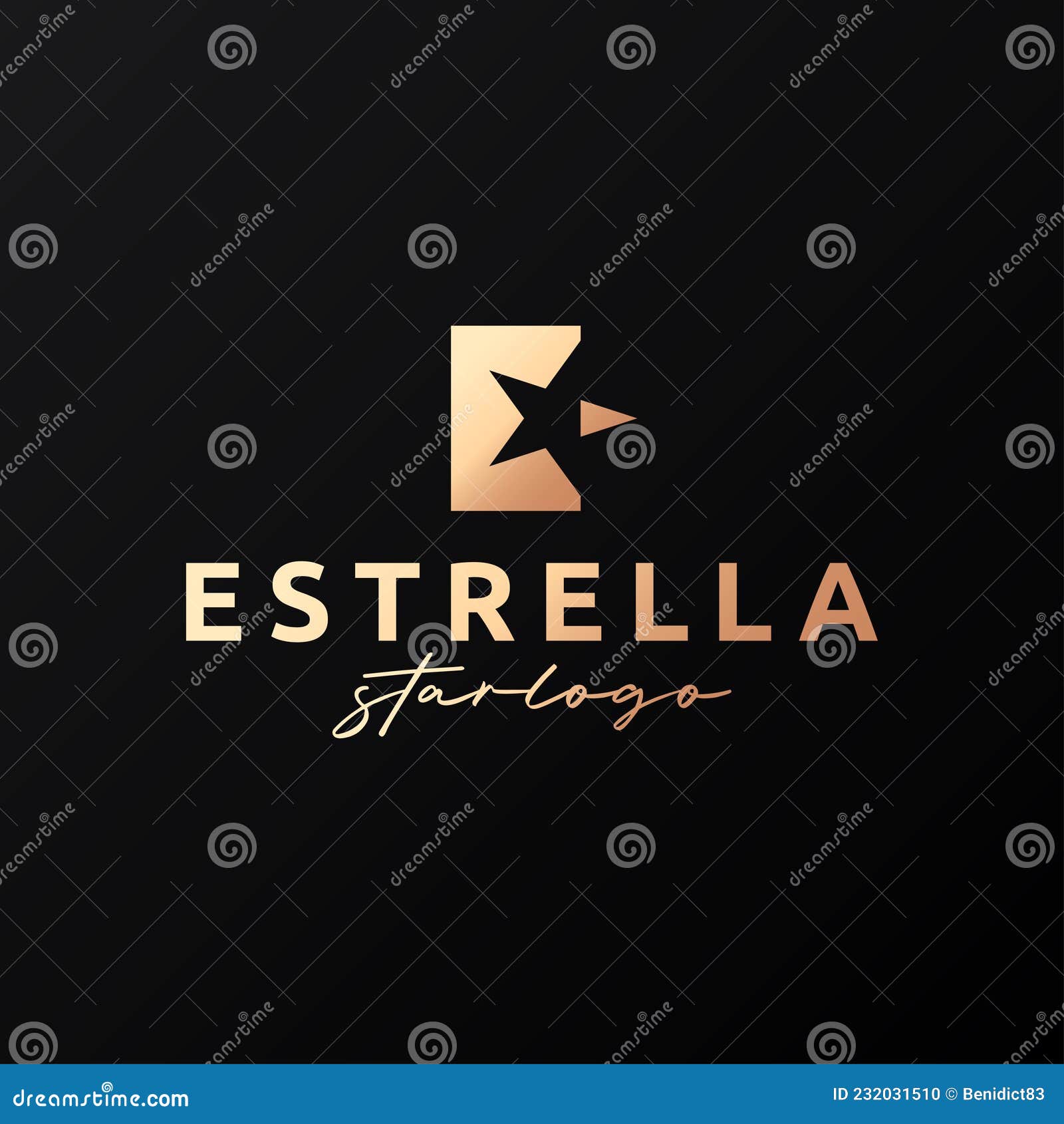 Logotipo Estrella Star. Letra E Sobre Fundo Negro Ilustração do Vetor ...
