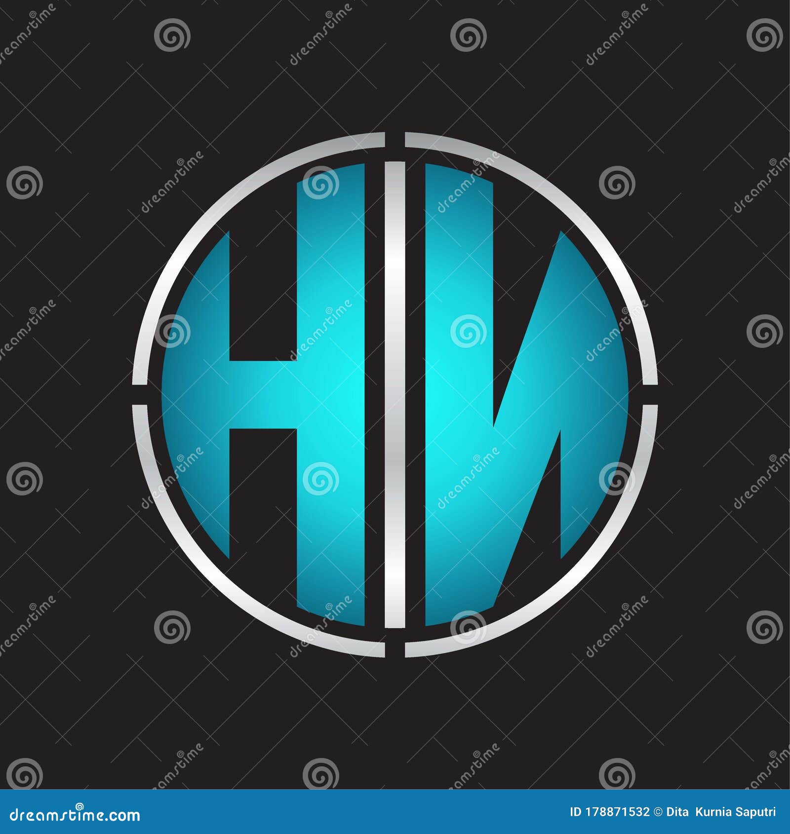 Logotipo Hn Inicial Com Modelo De Desenho De Recorte De Linha Circular